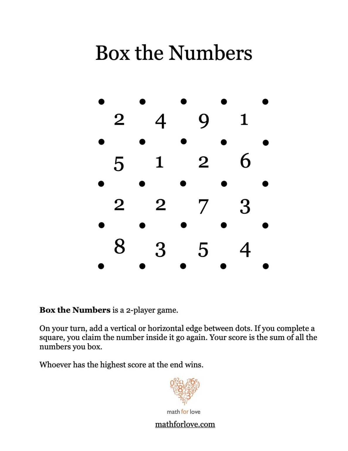 Box the Numbers - Math For Love
