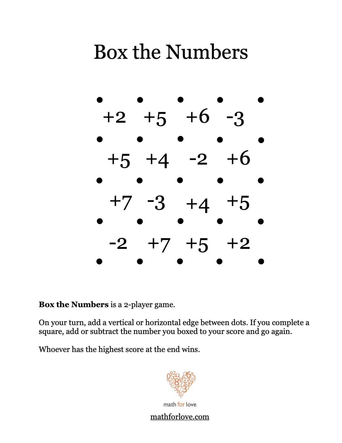 Box the Numbers - Math For Love