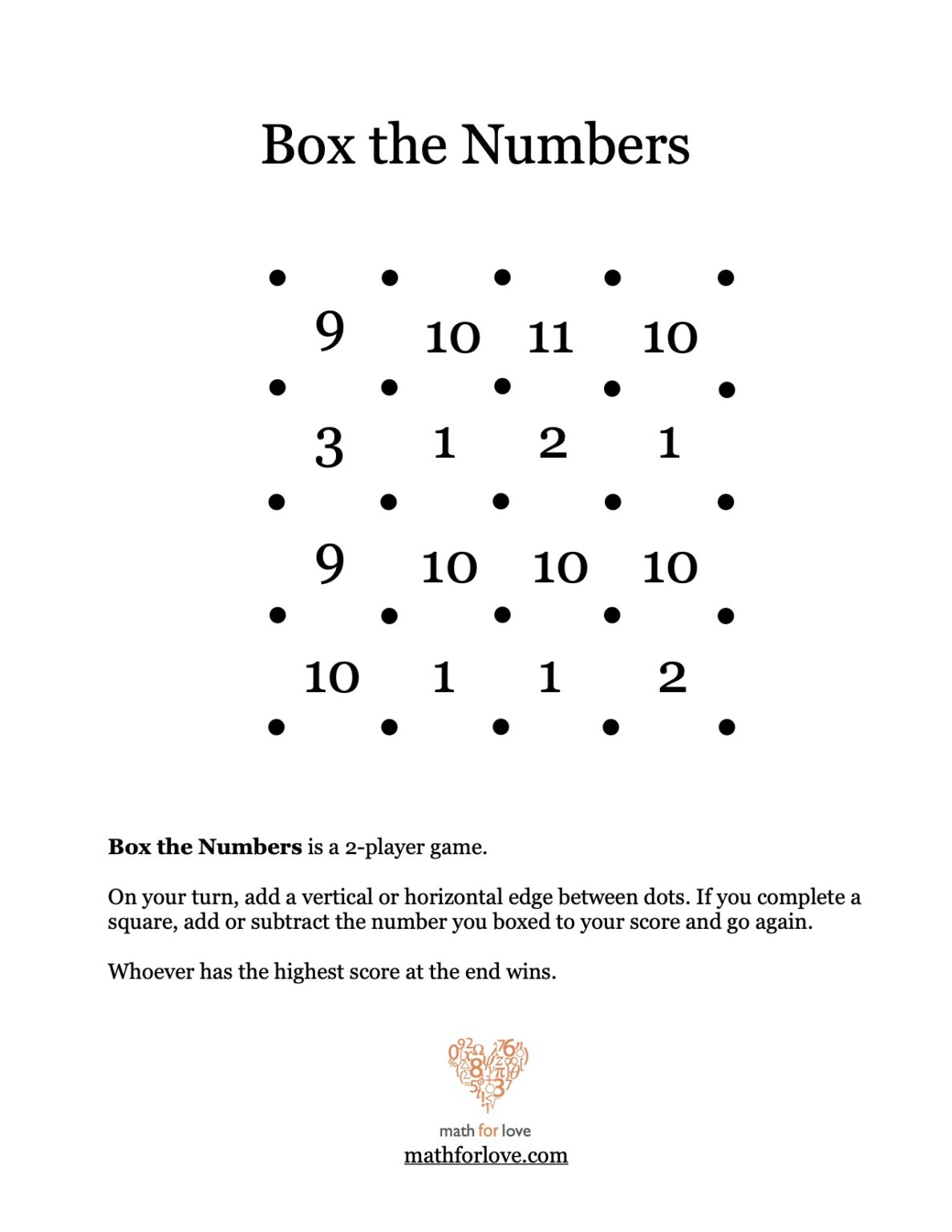 Box the Numbers - Math For Love