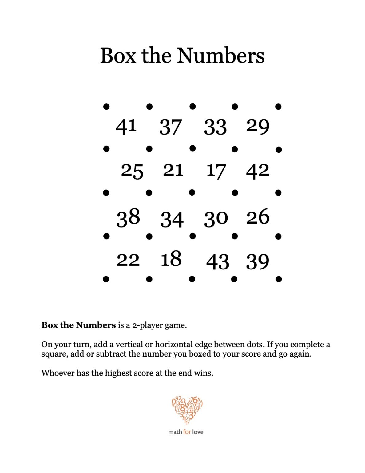Box the Numbers - Math For Love