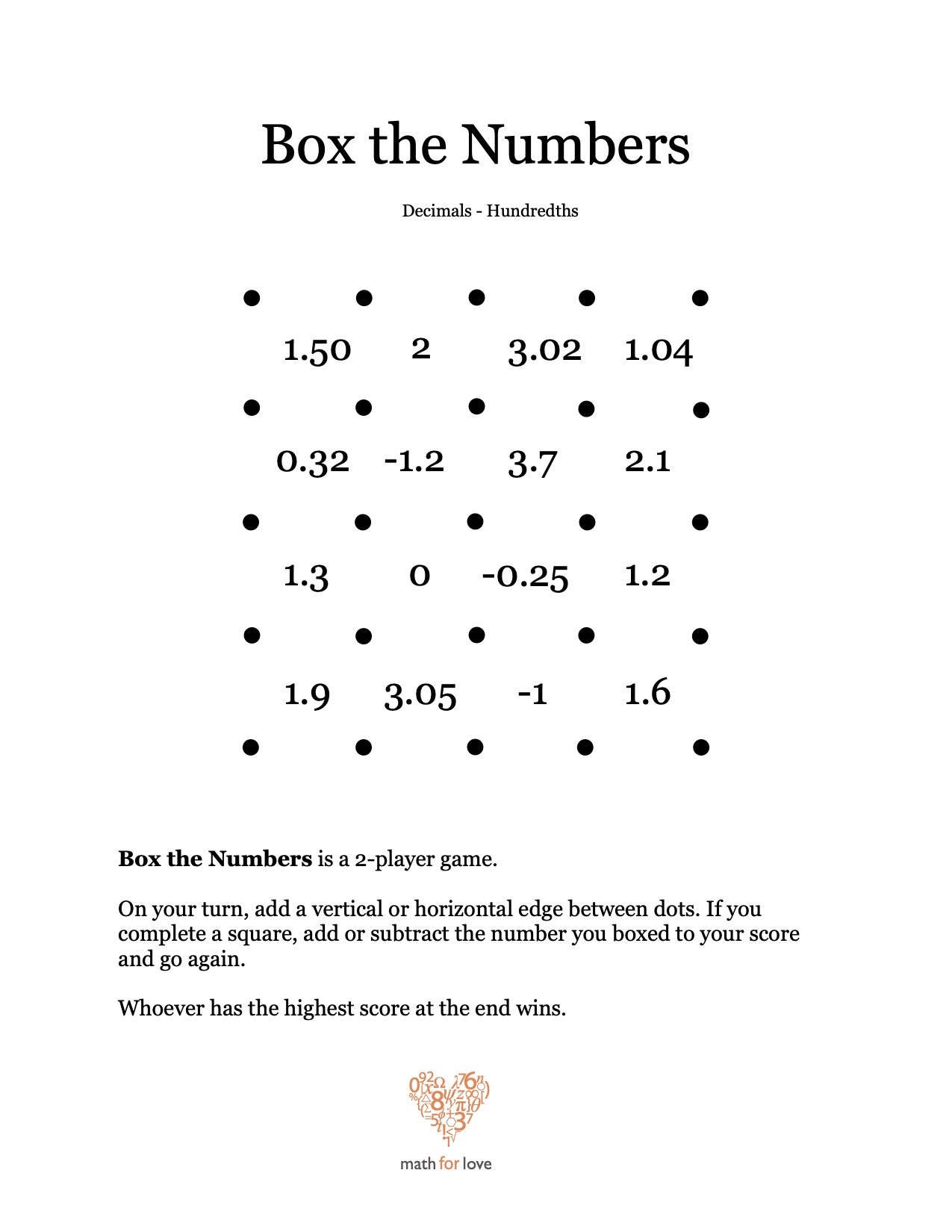 Box the Numbers - Math For Love