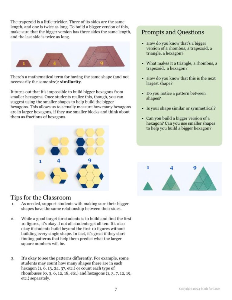 Pattern Block Scaling - Math For Love